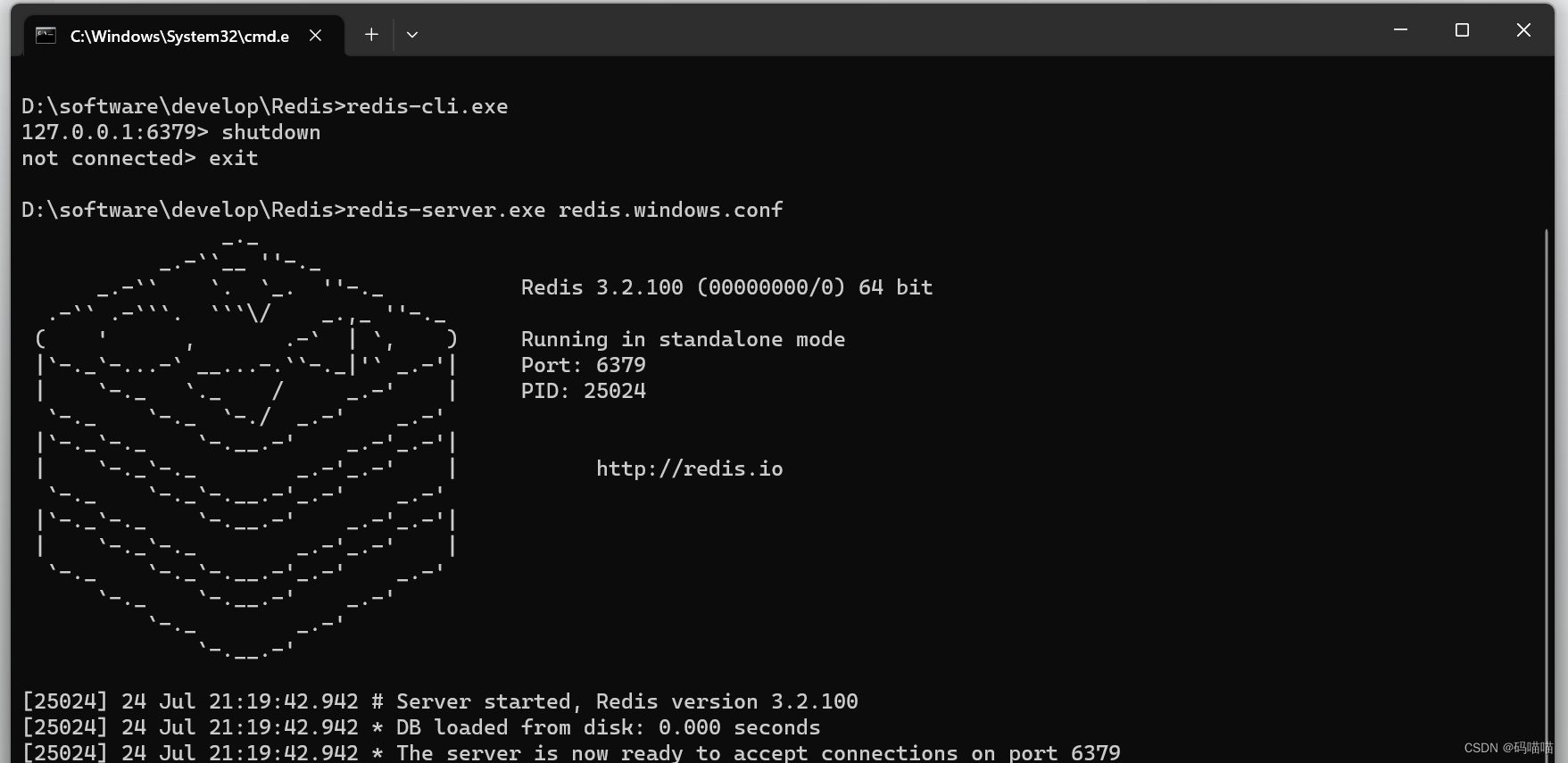 windows版的Redis启动报错解决_windows启动redis没有返回-CSDN博客