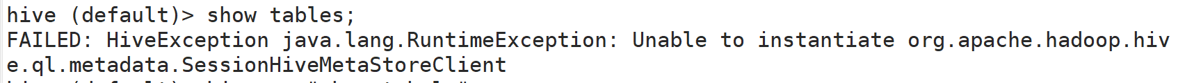 FAILED: HiveException java.lang.RuntimeException: Unable to instantiate org.apache.hadoop.hive ...