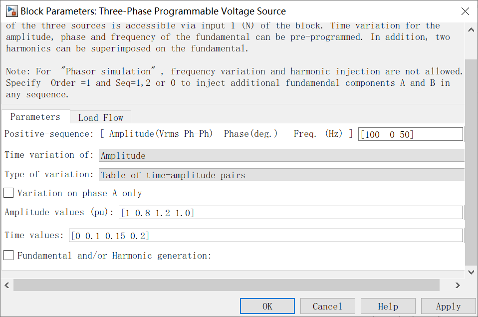 matlab/simulink电力电子仿真三相可编程电压源three phase programmable voltage source的设置 ...