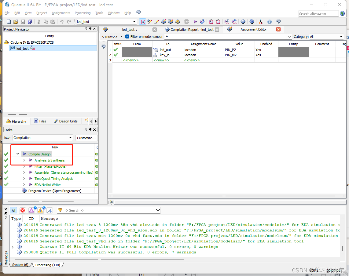 FPGA 点亮第一个LED灯 Quartus 13 +Cyclone 4_quartus prime开发cyclone 4-CSDN博客