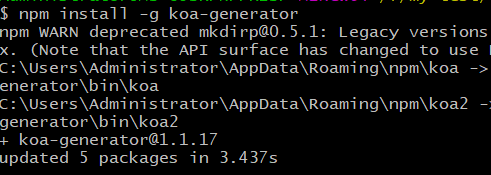 npm install -g koa-generator出错，安装不上的问题_npm warn deprecated mkdirp@0.5.1: legacy versions -CSDN博客