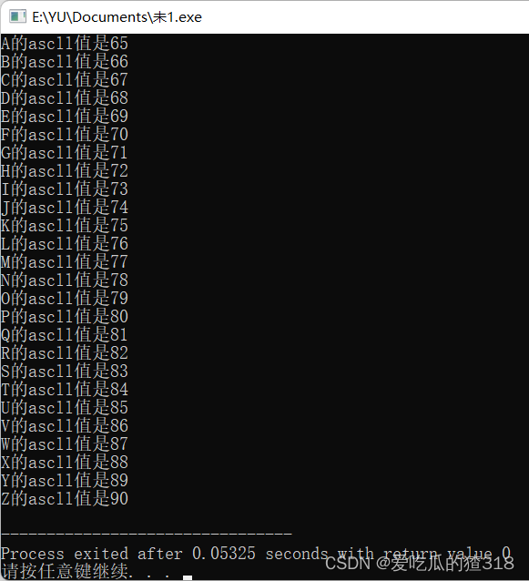 用while和do While求大写字母a到z的ascll码值do While打印出ascll对照表 Csdn博客