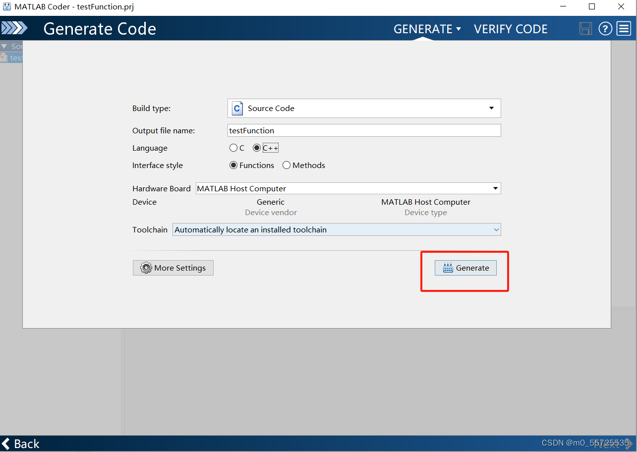 基于MATLAB2022a，将matlab code转换成C++ code并使用visual studio2019进行编译_matlab2022的编译在哪里-CSDN博客