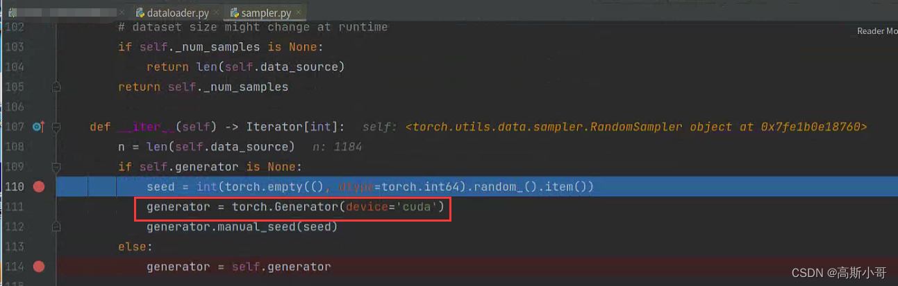 RuntimeError: Expected a ‘cpu‘ device type for generator but found cuda_runtimeerror: expected a ...