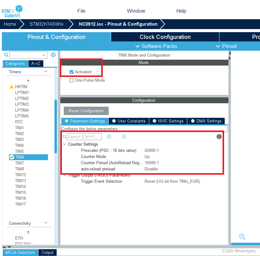 STM32H743XIH6+TIM6+USART1+HAL库 CubeMX配置-CSDN博客