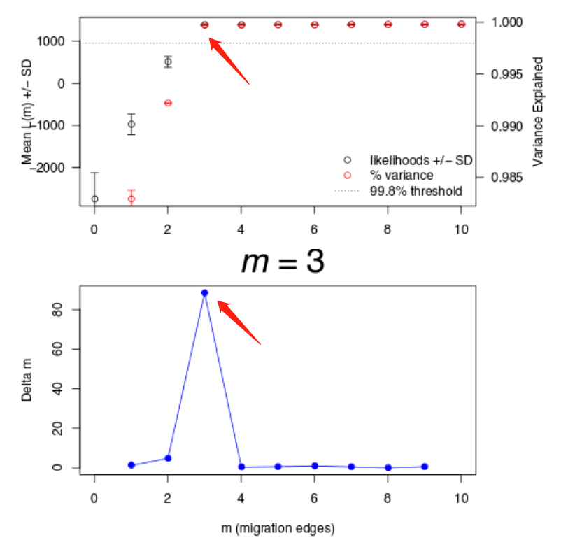【群体遗传】Treemix四倍体分析 & 最优m值选择_treemix中的m为4但只有3个箭头-CSDN博客