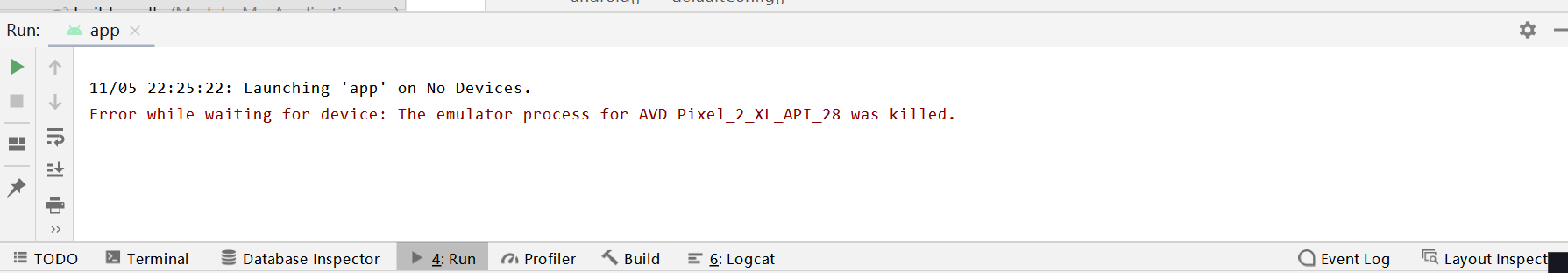Error while waiting for device: The emulator process for AVD Pixel_2_XL_API_28 was killed.-CSDN博客