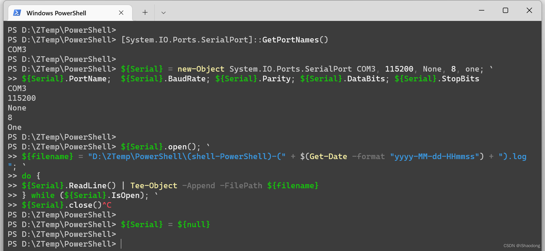【powershell】使用powershell配置串口 Powershell 串口 Csdn博客
