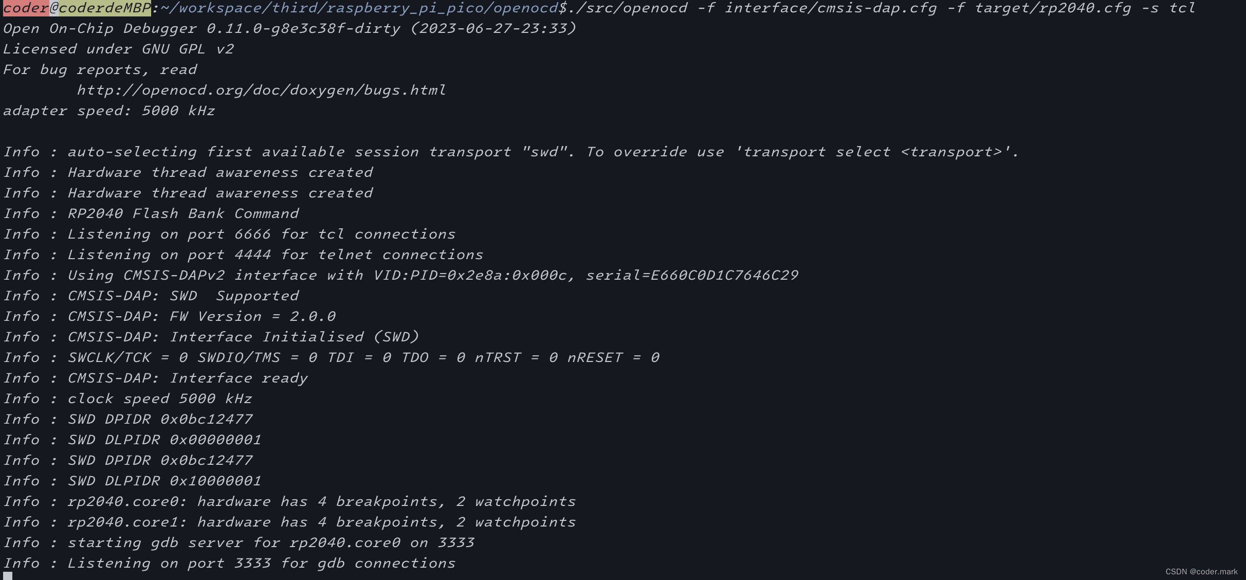 Raspberry-Pi-PICO系列--第十篇 高级篇 Mac系统下使用命令行进行开发调试以及使用Visual Code开发调试_pi pico debug vscode-CSDN博客