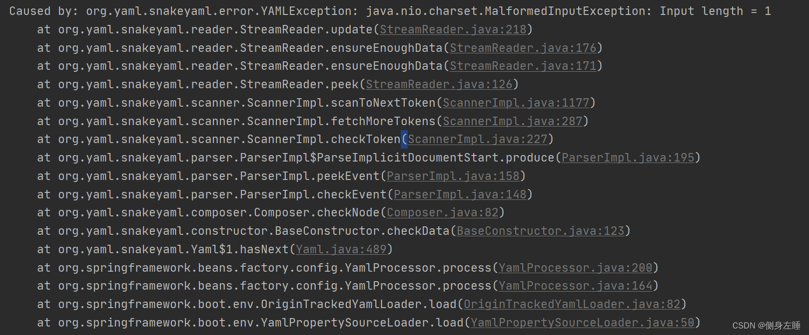 Caused by: org.yaml.snakeyaml.error.YAMLException: java.nio.charset.MalformedInputException ...