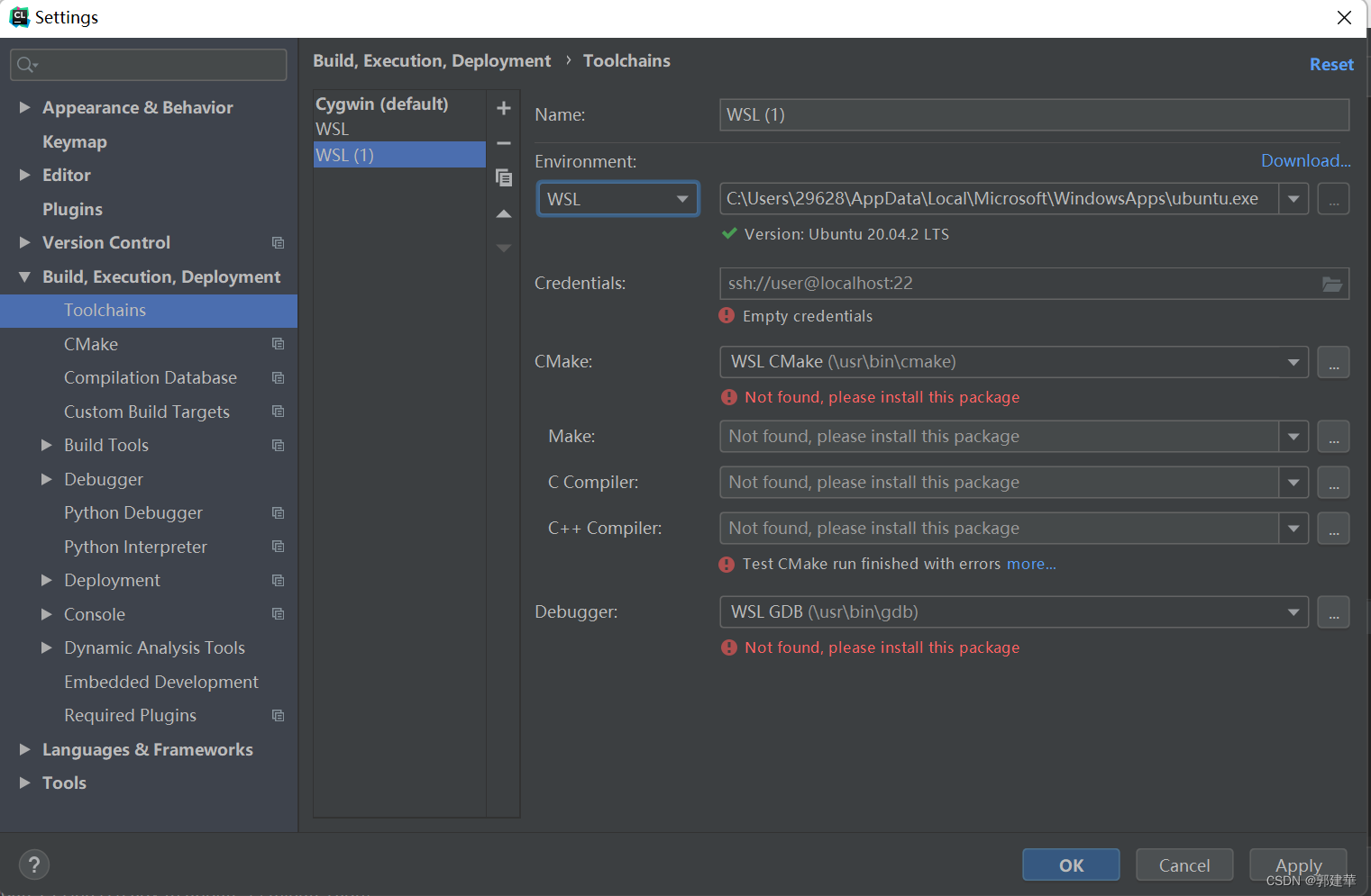 CLion配置WSL工具链_clion工具链-CSDN博客