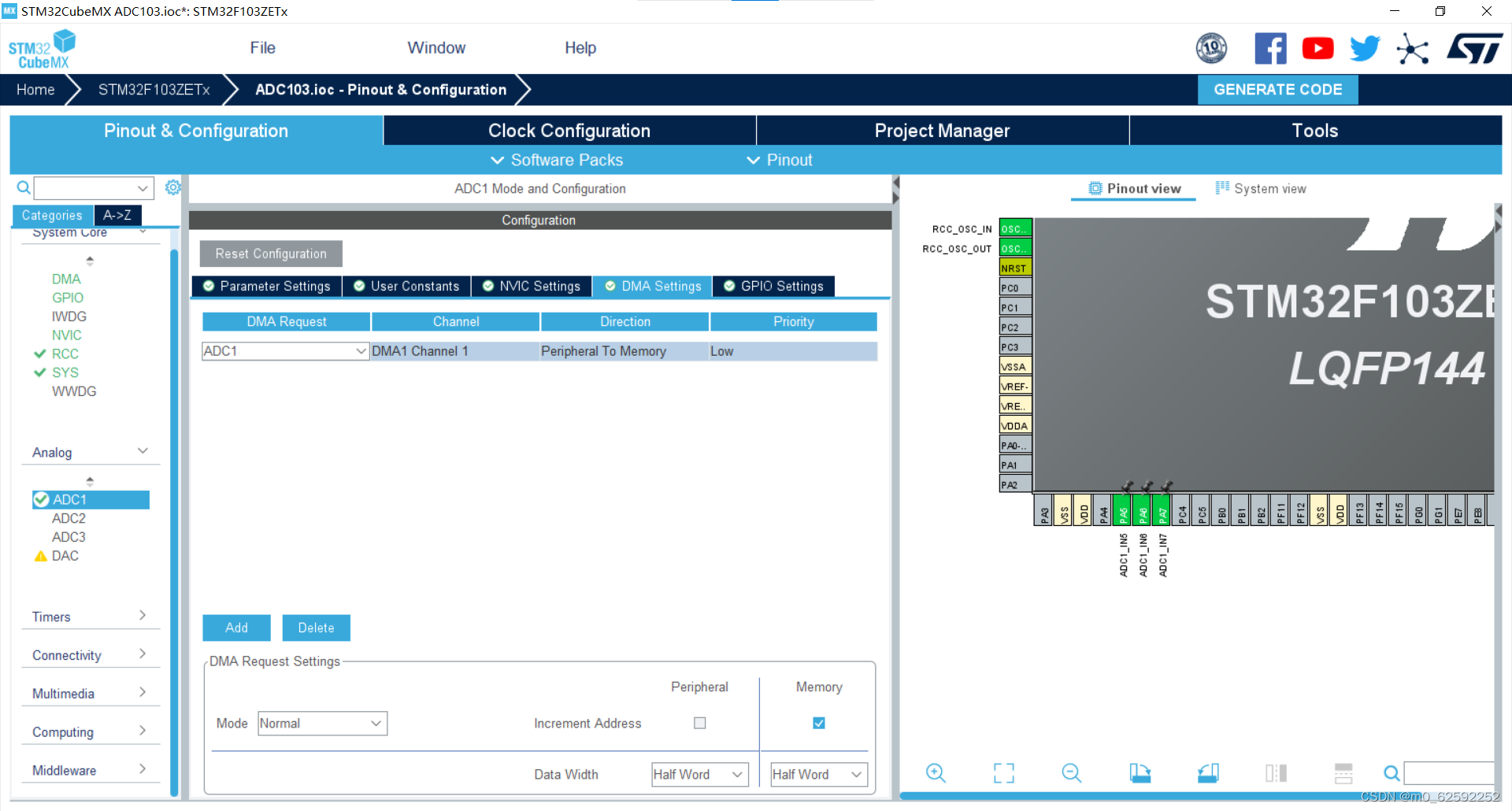 STM32HAL库单ADC+DMA学习及测试记录_stm32 adc dma normal-CSDN博客