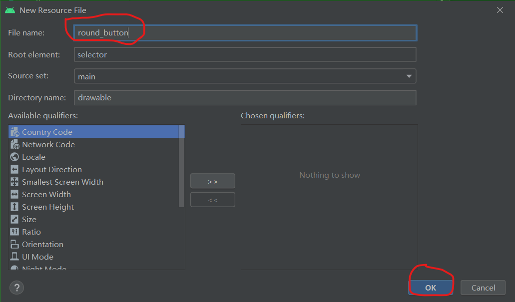 在Android studio中给组件按钮、文本编辑框等设置圆形边框、颜色_android studio设置按钮形状-CSDN博客