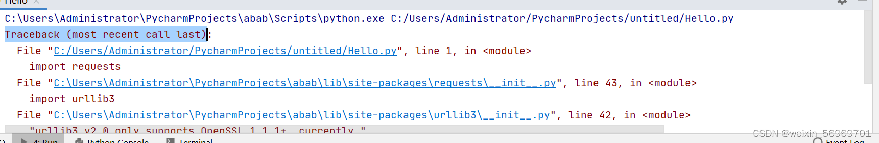 Traceback (most recent call last)urllib3 v2.0 only supports OpenSSL 1.1.1+, currently-CSDN博客