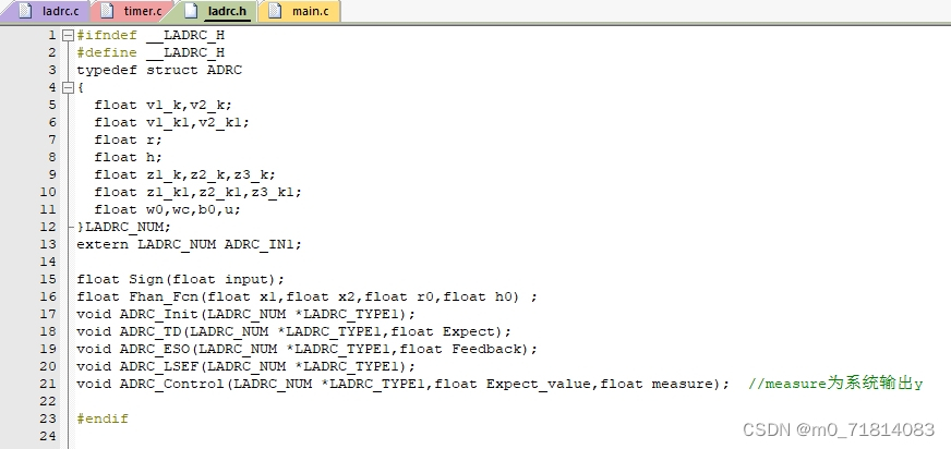 线性自抗扰（LADRC）的stm32f1程序，实现用编码器反馈控制直流电机调速_ladrc c代码-CSDN博客