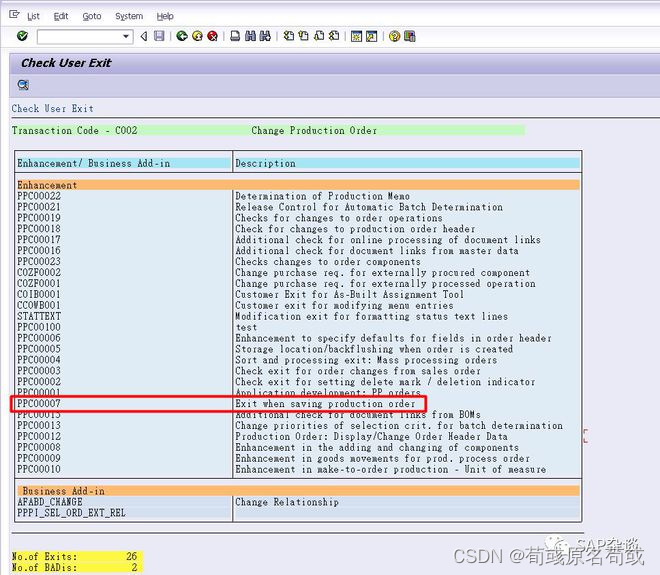 SAP 工单CO01/CO02增强 （RFC: CO_BI_AFPO_UPD 、CO_BI_AFPO_GET 和 SMOD : PPCO0007）＜转载＞_co01 增强-CSDN博客