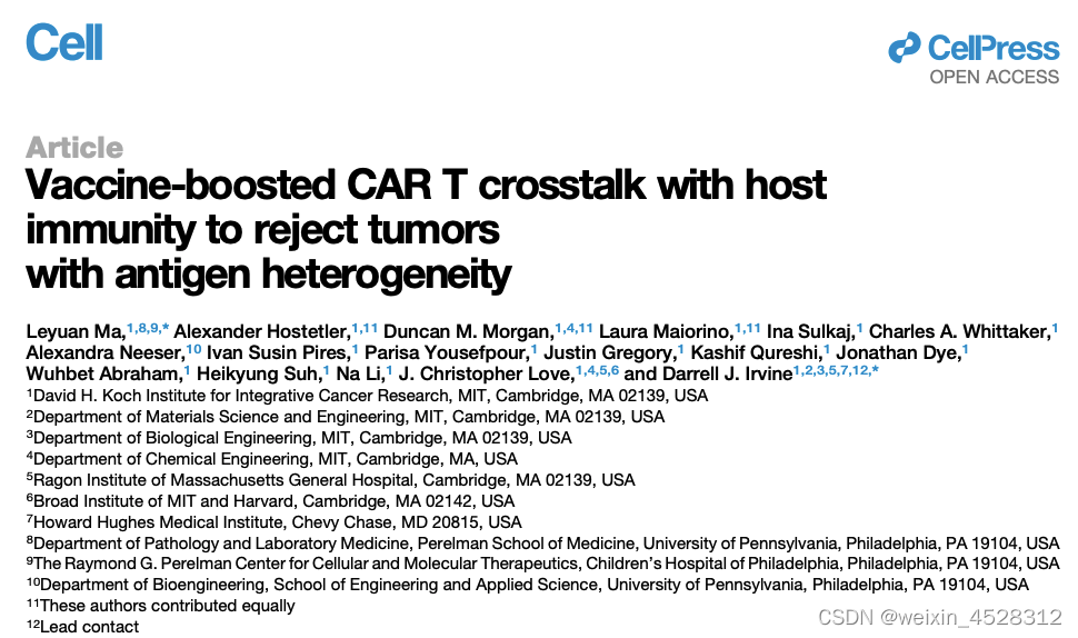 Cell重磅：利用疫苗增强CAR-T疗法，有望彻底清除实体肿瘤-CSDN博客