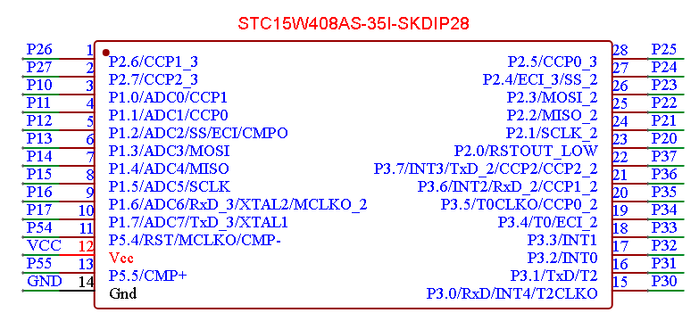 STC15W408AS-35I-DIP28 pin function diagram - Programmer Sought