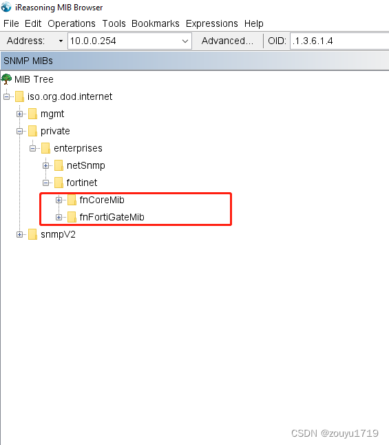 mib browser读取飞塔mib文件的oid