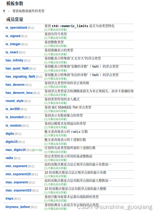 【C++】std::numeric_limits 类型对应最值查询_最大数 c++ std::-CSDN博客