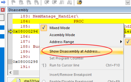 KEIL调用Show Disassembly at Adress的方法_disassembly窗口-CSDN博客