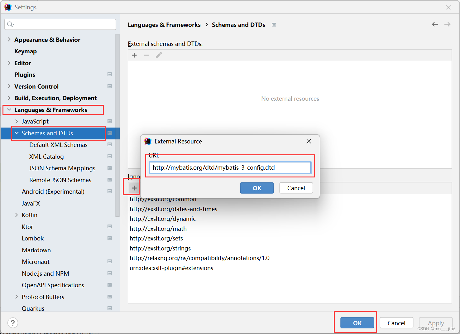 mybatis --- URI is not registered (Settings | Languages & Frameworks | Schemas and DTDs)-CSDN博客