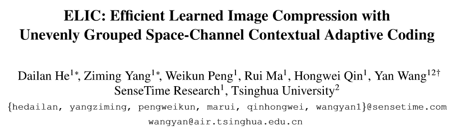 ELIC: Efficient Learned Image Compression..._elic: efficient learned image compression with une ...