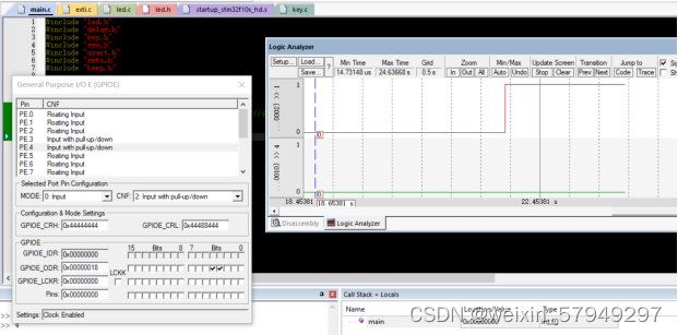 利用 STM32 的 GPIO 和 EXTI 接口，实现按键控制灯的亮灭，当 KEY1 按下， LED1 灯亮，当 KEY2 亮，LED2 亮。_用汇编语言开发一个程序,使得key1按下时 ...