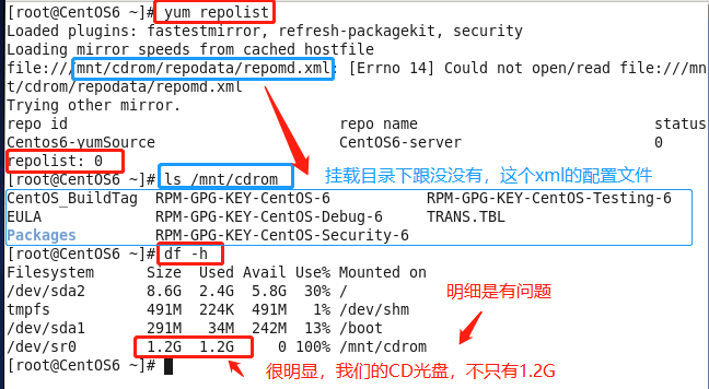 linux异常(三)：CentOS6.5配置yum源报错：Could not open/read file:///mnt/cdrom/repodata/repomd.xml_centos ...