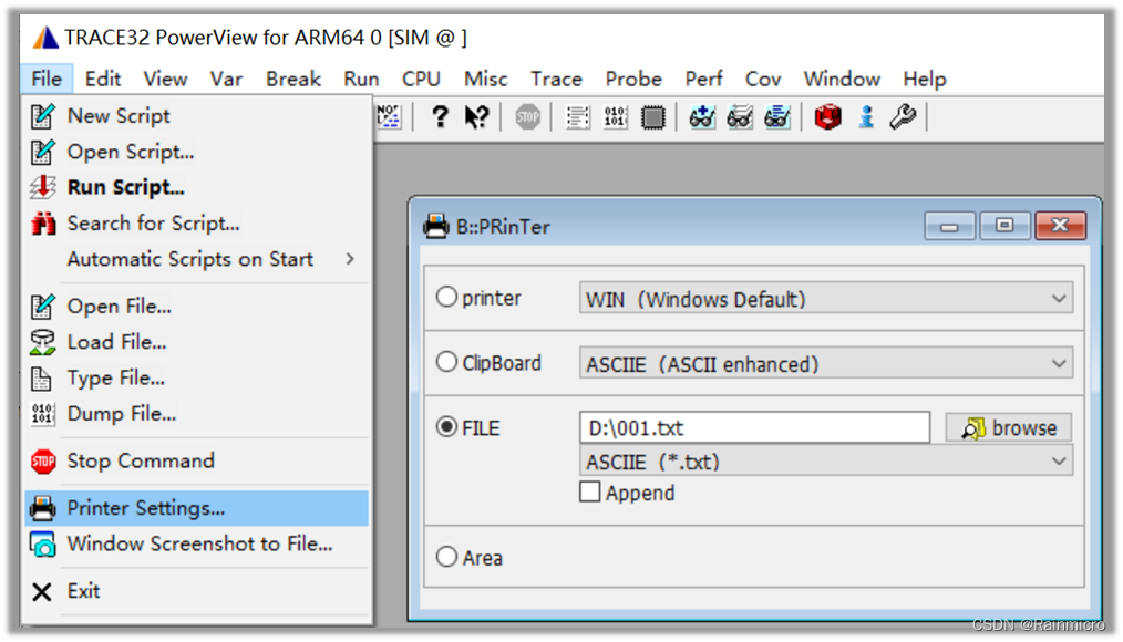 TRACE32——Printer/WinPrint导出窗口内容_trace32 snoop 导出-CSDN博客
