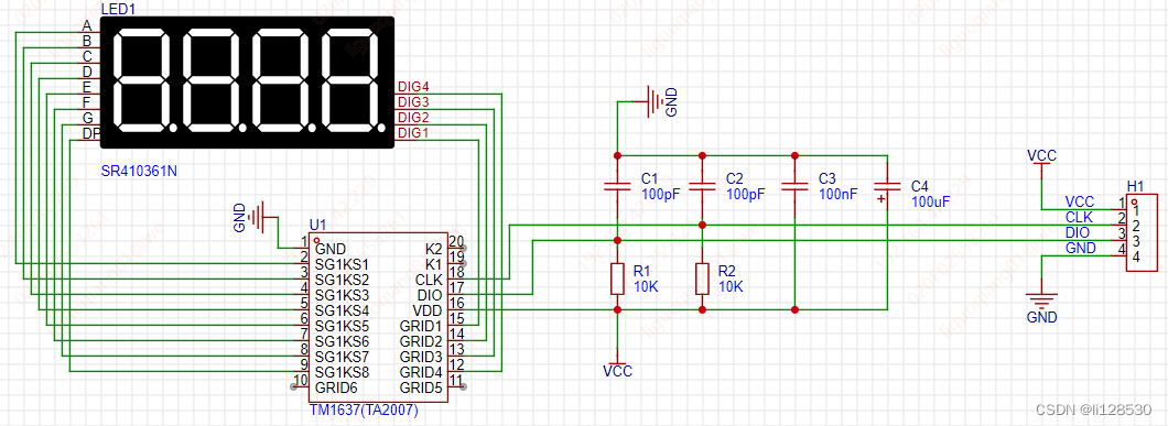 4位共阳数码管_驱动芯片TM1637_软硬件设计-CSDN博客