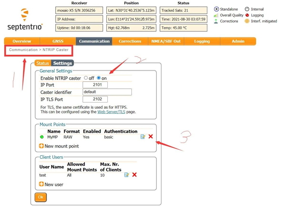 GNSS RTK NTRIP caster client server介绍设置mosaic的全功能Ntrip_ntrip server 设置-CSDN博客
