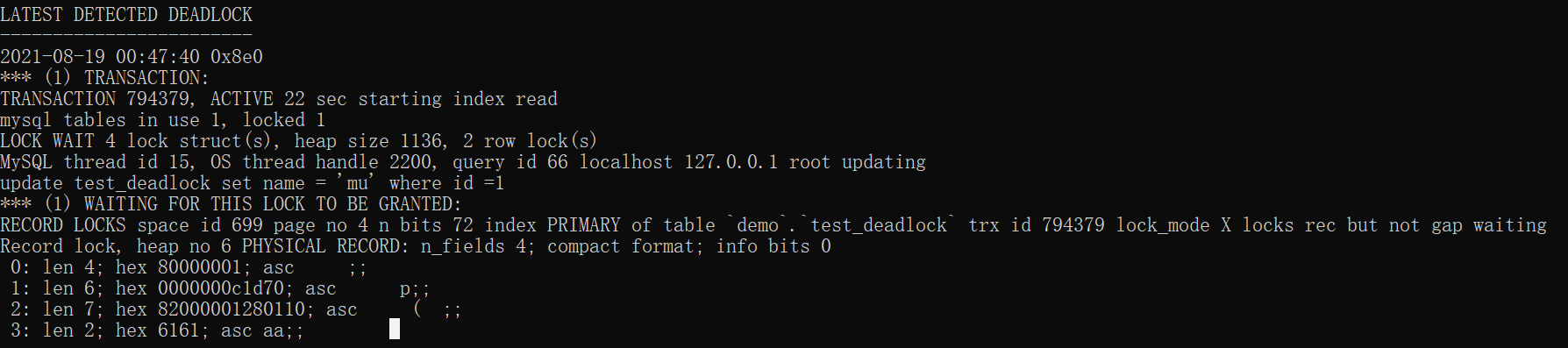 MySQL模拟死锁以及分析和解决方案_starting index read-CSDN博客