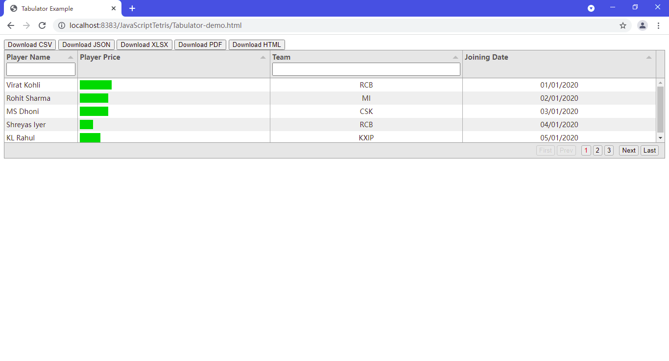 Tabulator 数据编辑下载CSV、JSON、XLSX、PDF和HTML示例_tabelua crosstab 下载链接 xlsx excel-CSDN博客