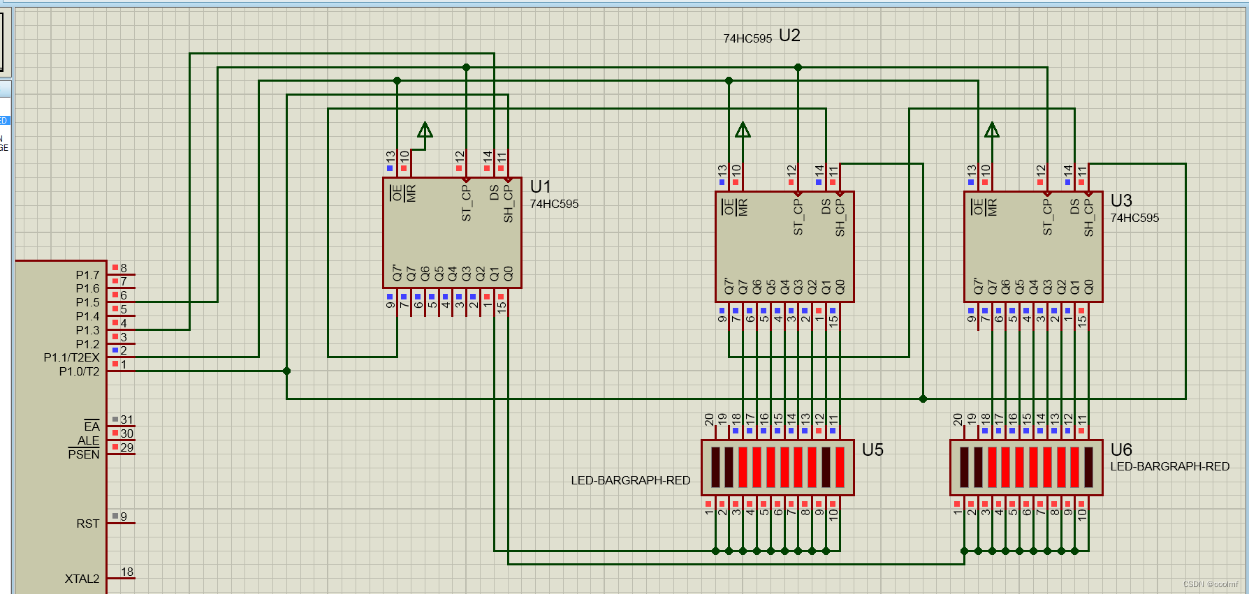 51单片机74HC595级联测试proteus_proteus74hc595-CSDN博客