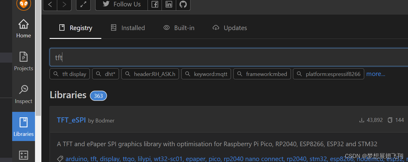 Vscodeplatformio环境配置用tftespi 配置ili9481 35寸屏幕驱动（esp32）vscode Tftespi Csdn博客 1190