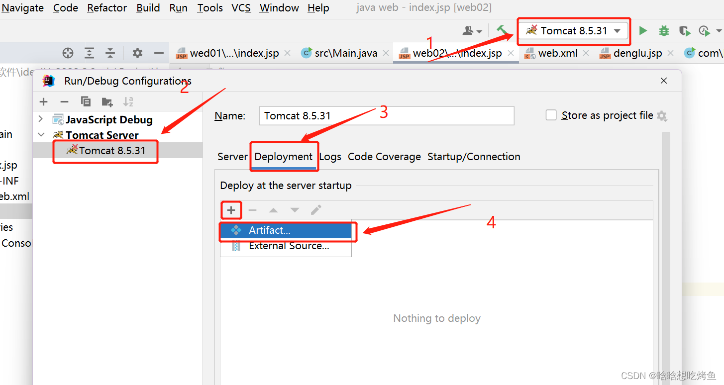 IDEA配置Tomcat并发布web项目_ideatomcat配置web项目_晗晗想吃烤鱼的博客-CSDN博客