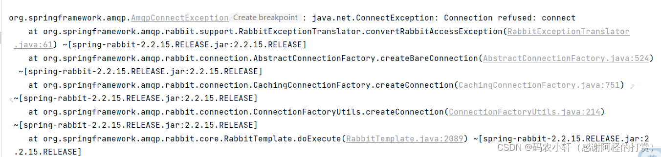 解决org Springframework Amqp Amqpconnectexception 无法访问org Springframework