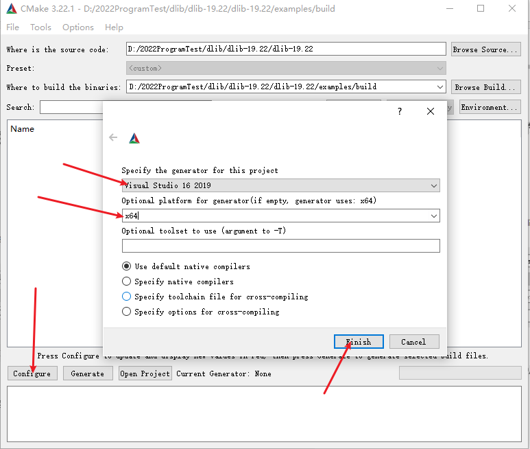 dlib+VS2019生成踩坑记录（Windows10环境）_cmake error: error: generator platform: x64 does n-CSDN博客