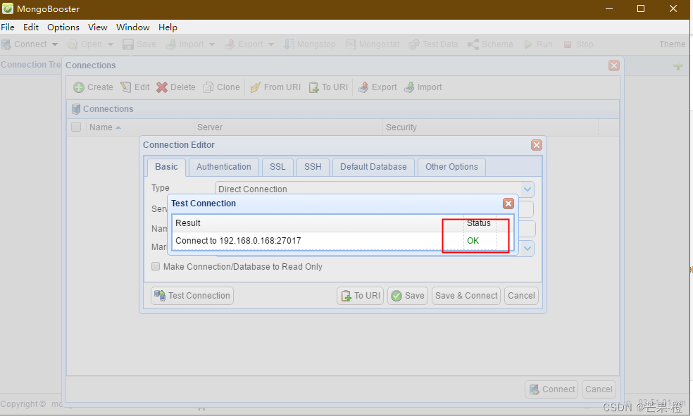 问题：使用NoSQLBooster连接MongoDB报错：reports maximum wire version 0..._reports maximum wire version 4 ...