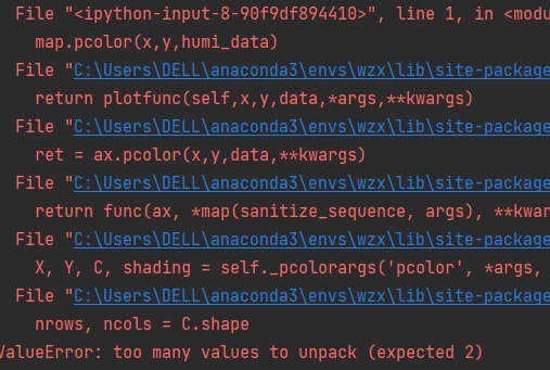 pcolor/pcolormesh 错误：too many values to unpack_x and y arguments to pcolormesh cannot have non ...