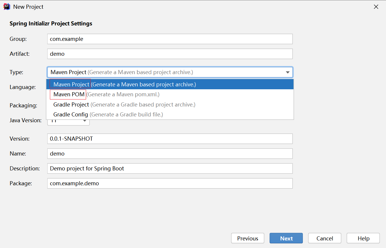 idea创建SpringBoot项目时,Type 选择 maven project 和maven pom 有什么区别？_idea type ...