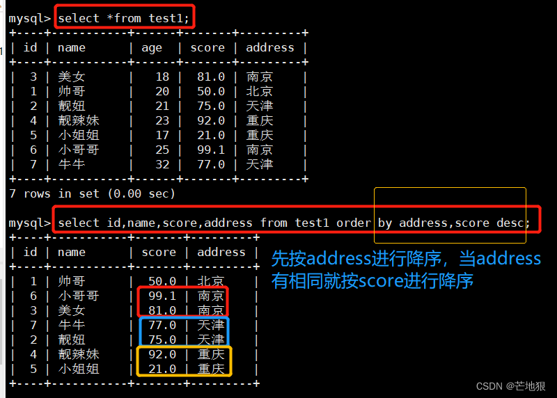 mysql 之进阶查询语句_mysql order by desc-CSDN博客