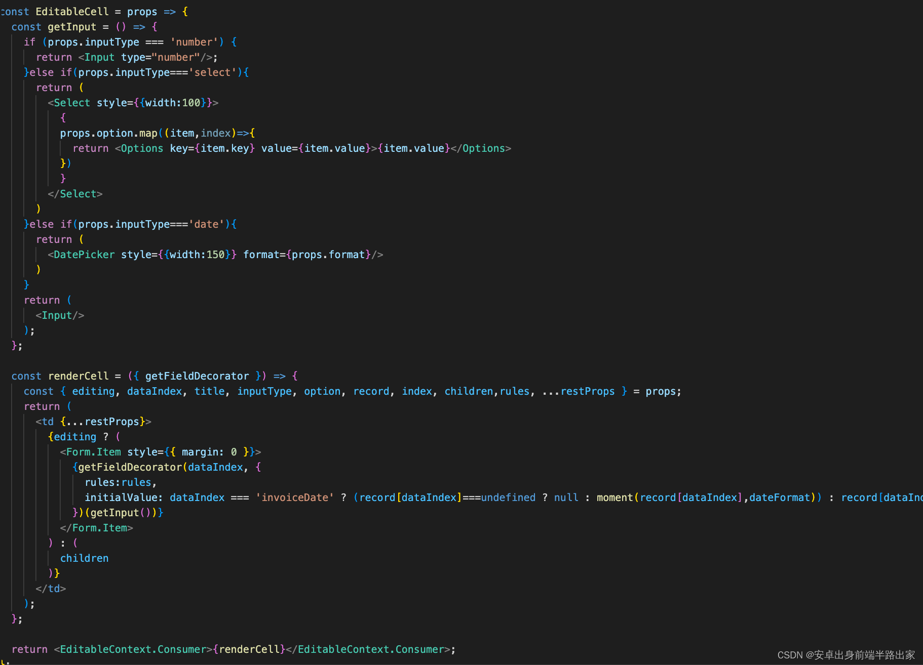 React Ant 3.x Different types of editing and saving - Programmer Sought