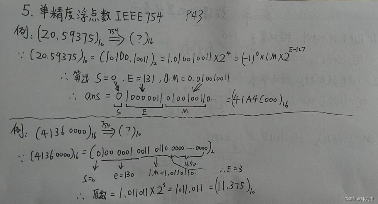 【软考学习3】数据表示——浮点数计算 单精度浮点数ieee754计算 软考浮点数计算 Csdn博客