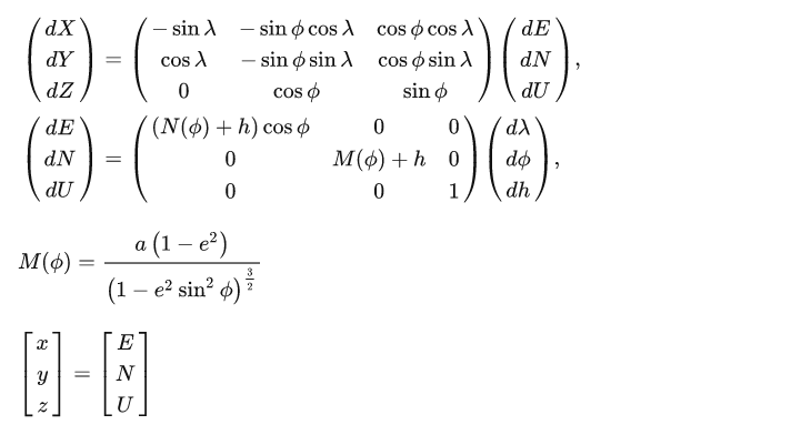 三维旋转矩阵；东北天坐标系(ENU)；地心地固坐标系(ECEF)；大地坐标系(Geodetic)；经纬度对应圆弧距离_enu速度是顺时针还是逆 ...
