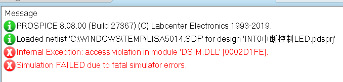 Proteus仿 真 出 现 “ internal exception:access violation in module ...