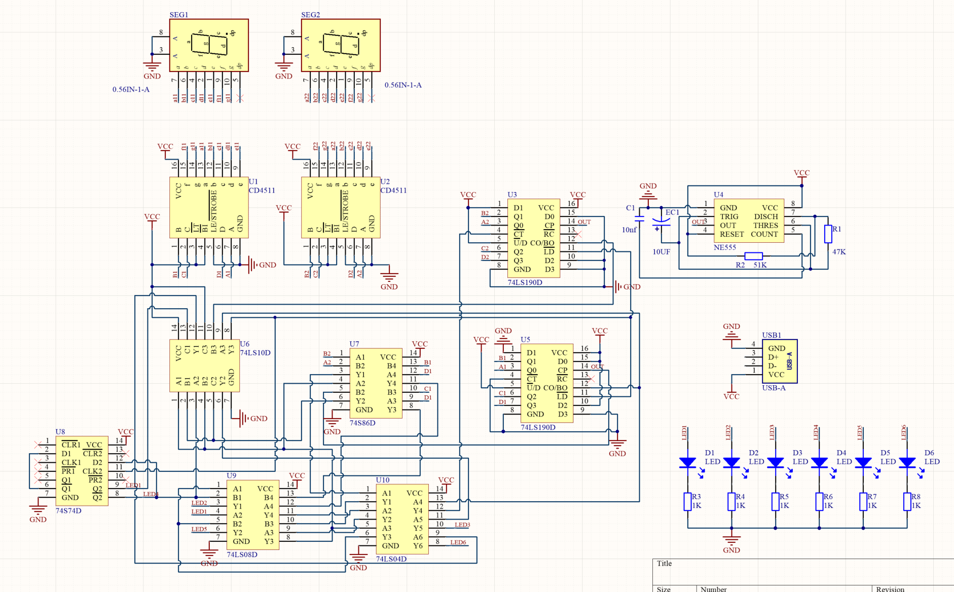 数字交通灯设计（Multisim仿真+PCB实物）_交通灯pcb原理图-CSDN博客